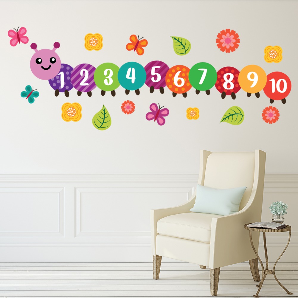 Learn To Count Caterpillar Maths Classroom School Wall Sticker | Icon ...