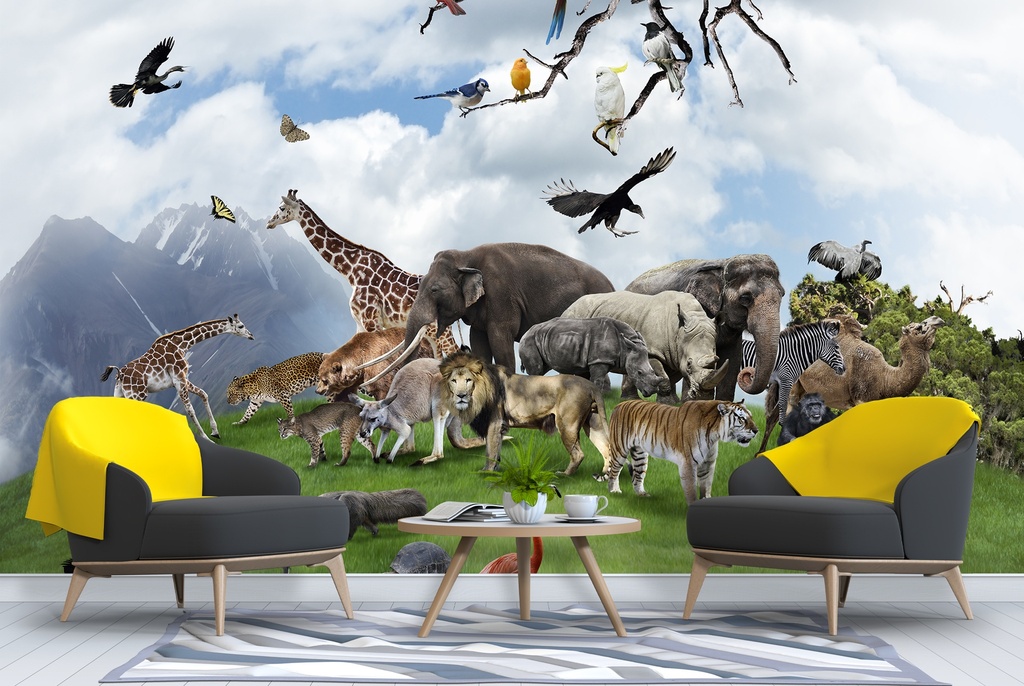 Animal World Wall Mural Wallpaper | Icon Wall Stickers