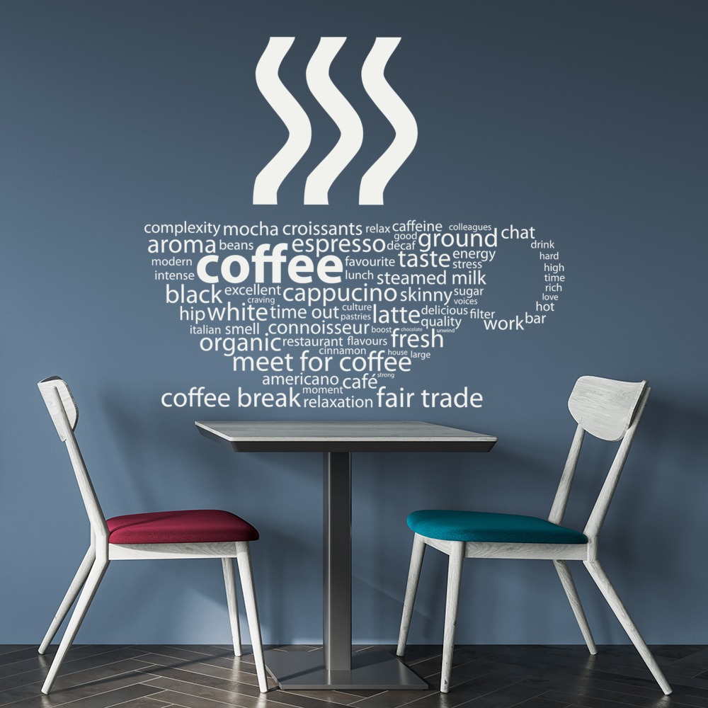Coffee Cup Cafe Quote Wall Sticker | Icon Wall Stickers