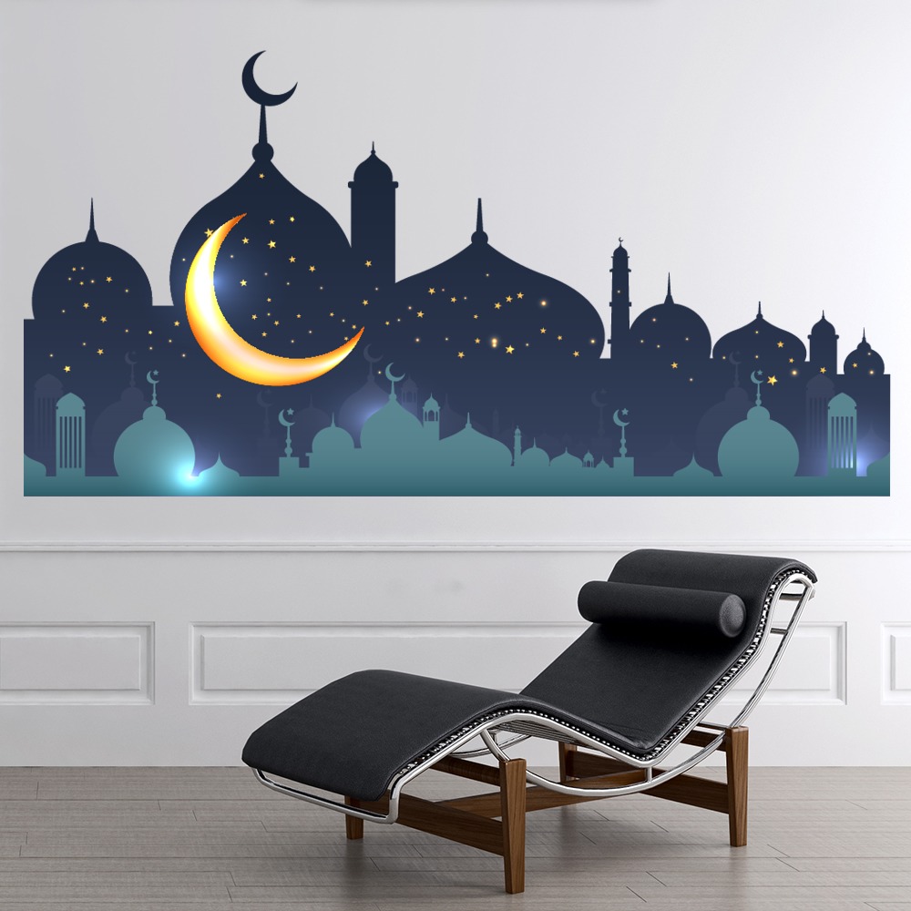 Crescent Moon & Mosque Islam Wall Sticker | Icon Wall Stickers