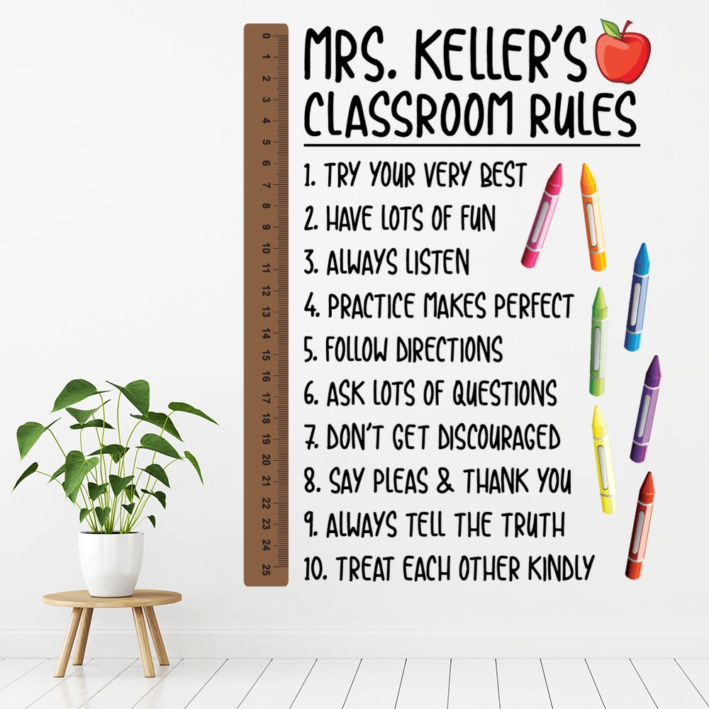 Custom Teacher Classroom Rules Wall Sticker Personalised School Decal ...