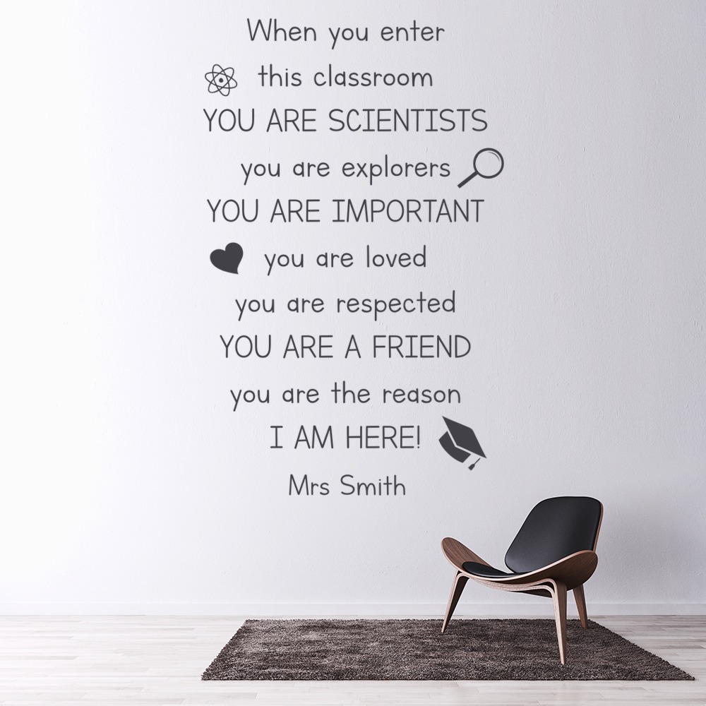 Personalised Teacher Classroom Quote Wall Sticker | Icon Wall Stickers