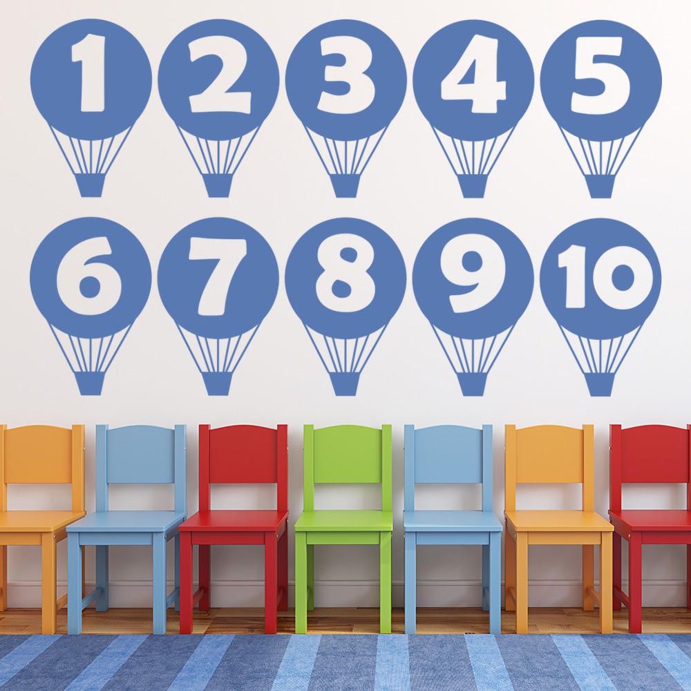 Number Hot Air Balloon Learning Wall Sticker | Icon Wall Stickers