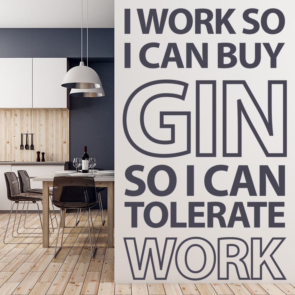 Work to Buy Gin Bar Wall Sticker | Icon Wall Stickers