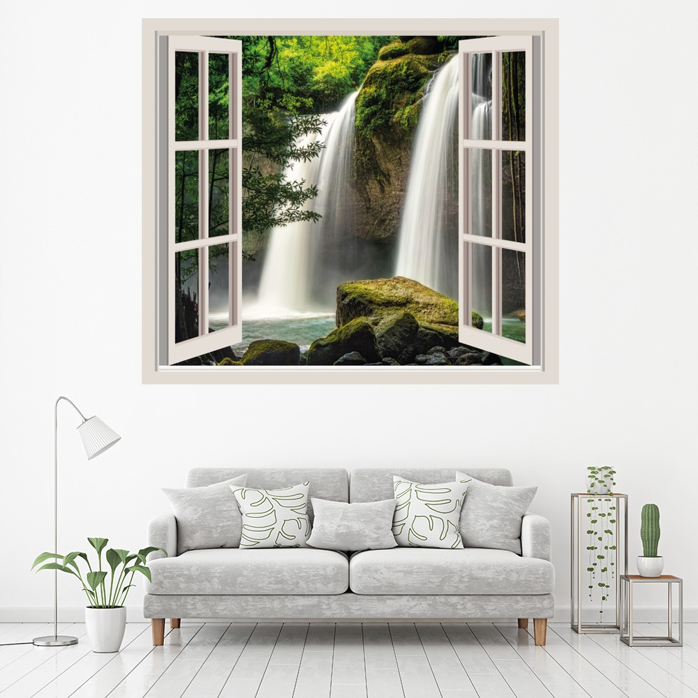 Tropical Waterfall 3D Window Wall Sticker | Icon Wall Stickers