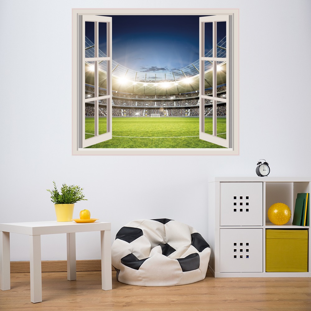 Football Pitch Stadium 3D Window Wall Sticker | Icon Wall Stickers