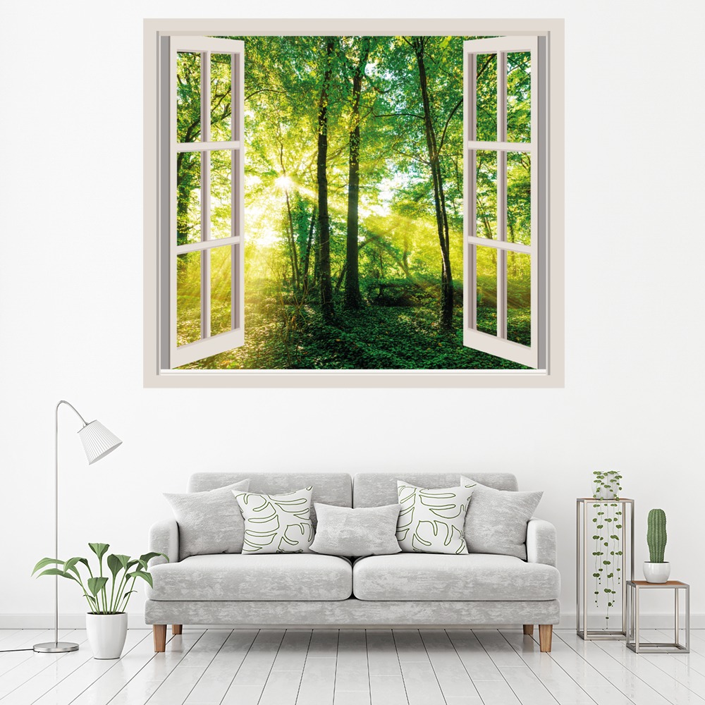 Green Trees 3D Window Wall Sticker | Icon Wall Stickers