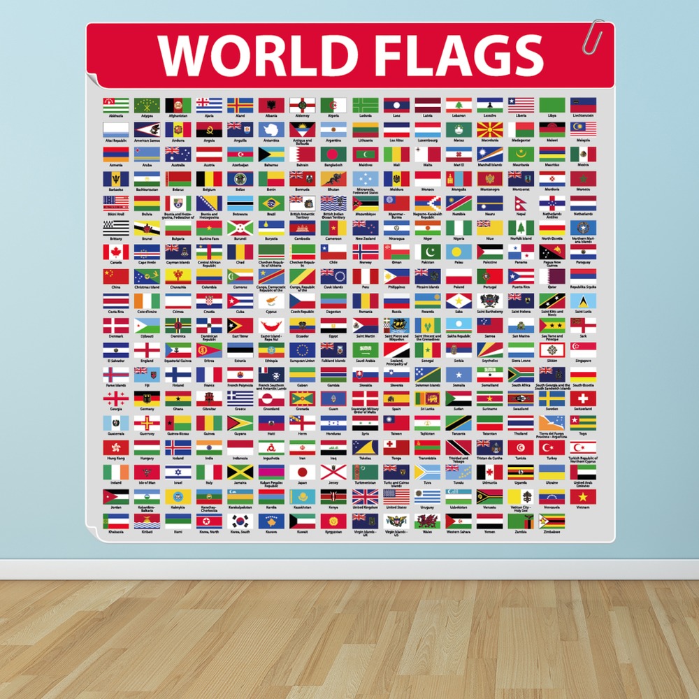 World Flags Educational Wall Sticker | Icon Wall Stickers