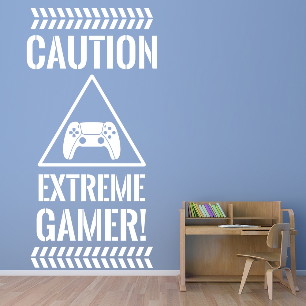Caution! Extreme Gamer! Gaming Kids Wall Sticker | Icon Wall Stickers
