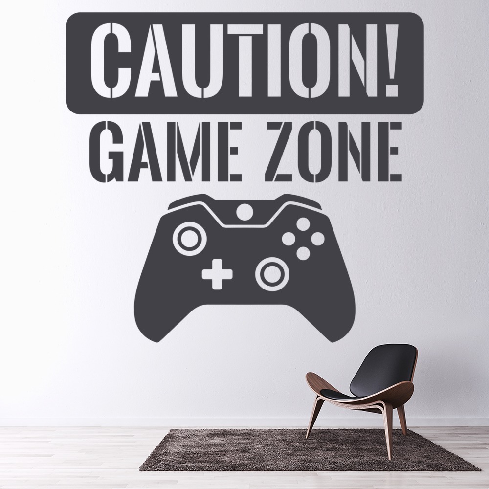 Caution! Game Zone Gamer Kids Wall Sticker | Icon Wall Stickers
