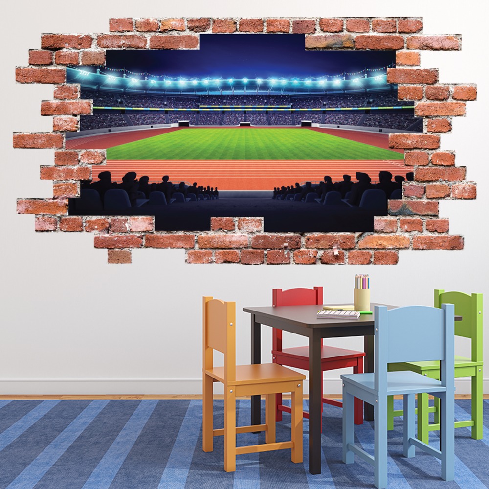 Athletics Stadium Red Brick 3D Hole In The Wall Sticker | Icon Wall ...