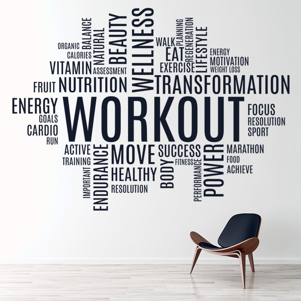 Work Out Text Fitness Gym Wall Sticker | Icon Wall Stickers