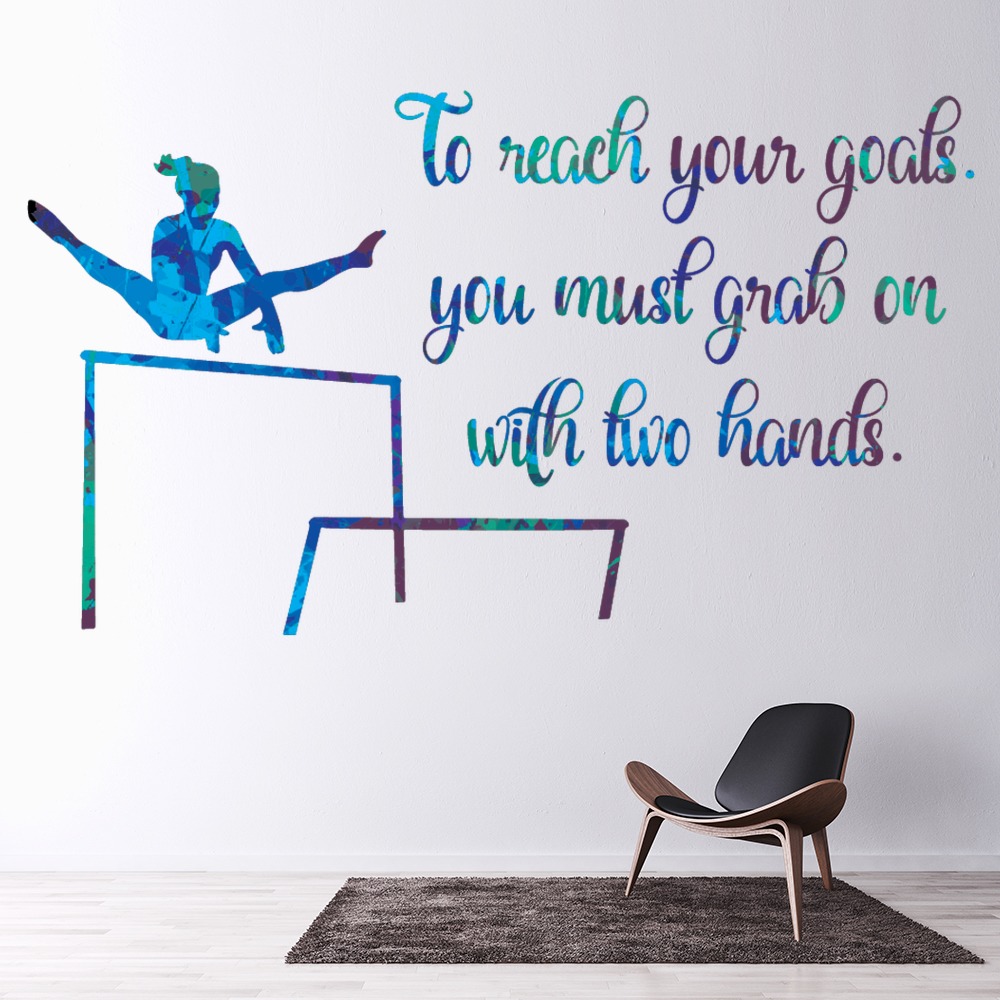 Blue Double Bar Gymnastics Quote Wall Sticker | Icon Wall Stickers