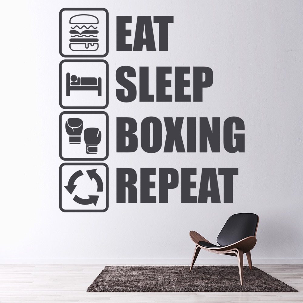 Eat Sleep Boxing Repeat Wall Sticker | Icon Wall Stickers