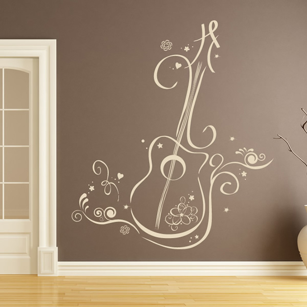 Floral Guitar Musical Instruments Wall Sticker | Icon Wall Stickers