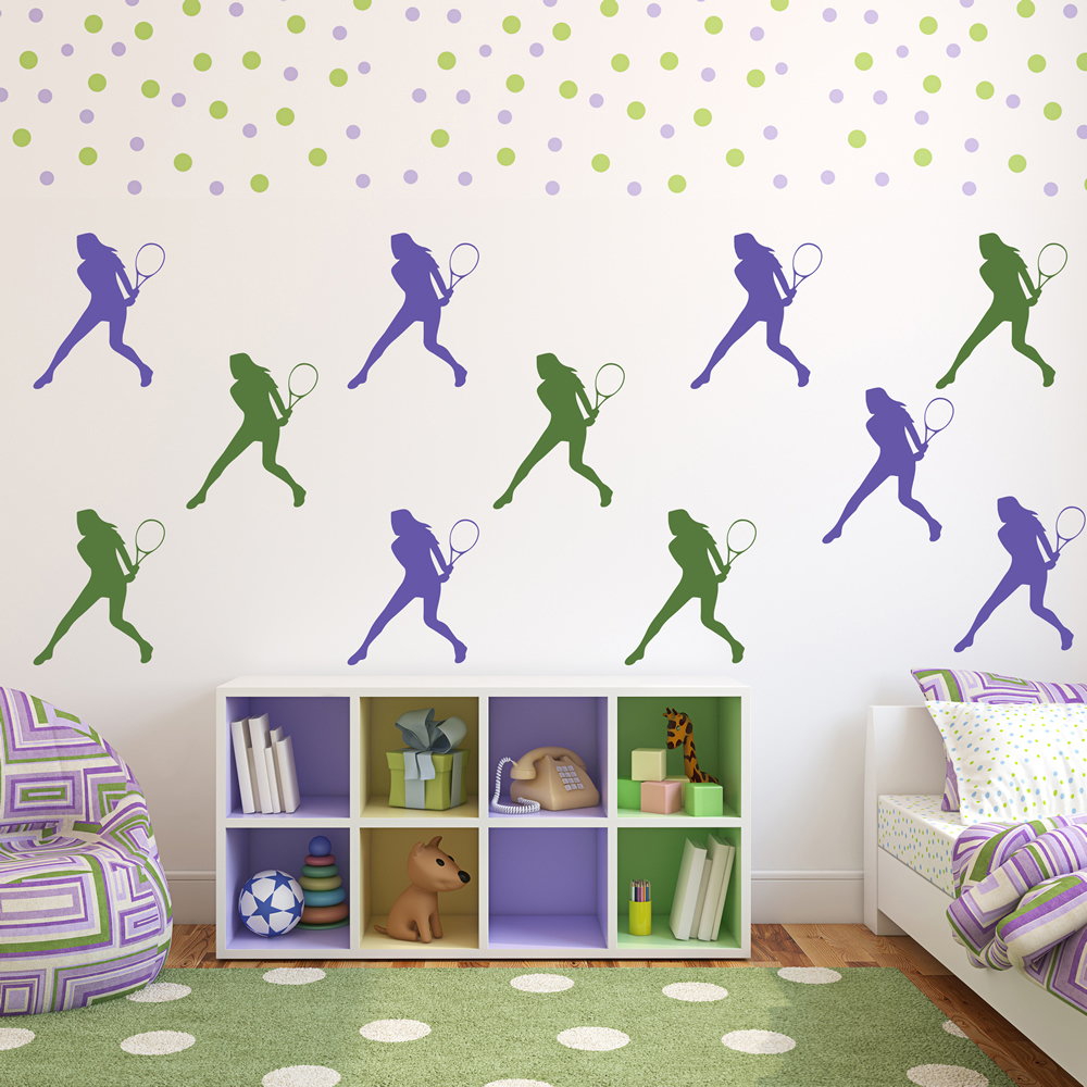 Female Tennis Player Sports Wall Sticker Pack | Icon Wall Stickers
