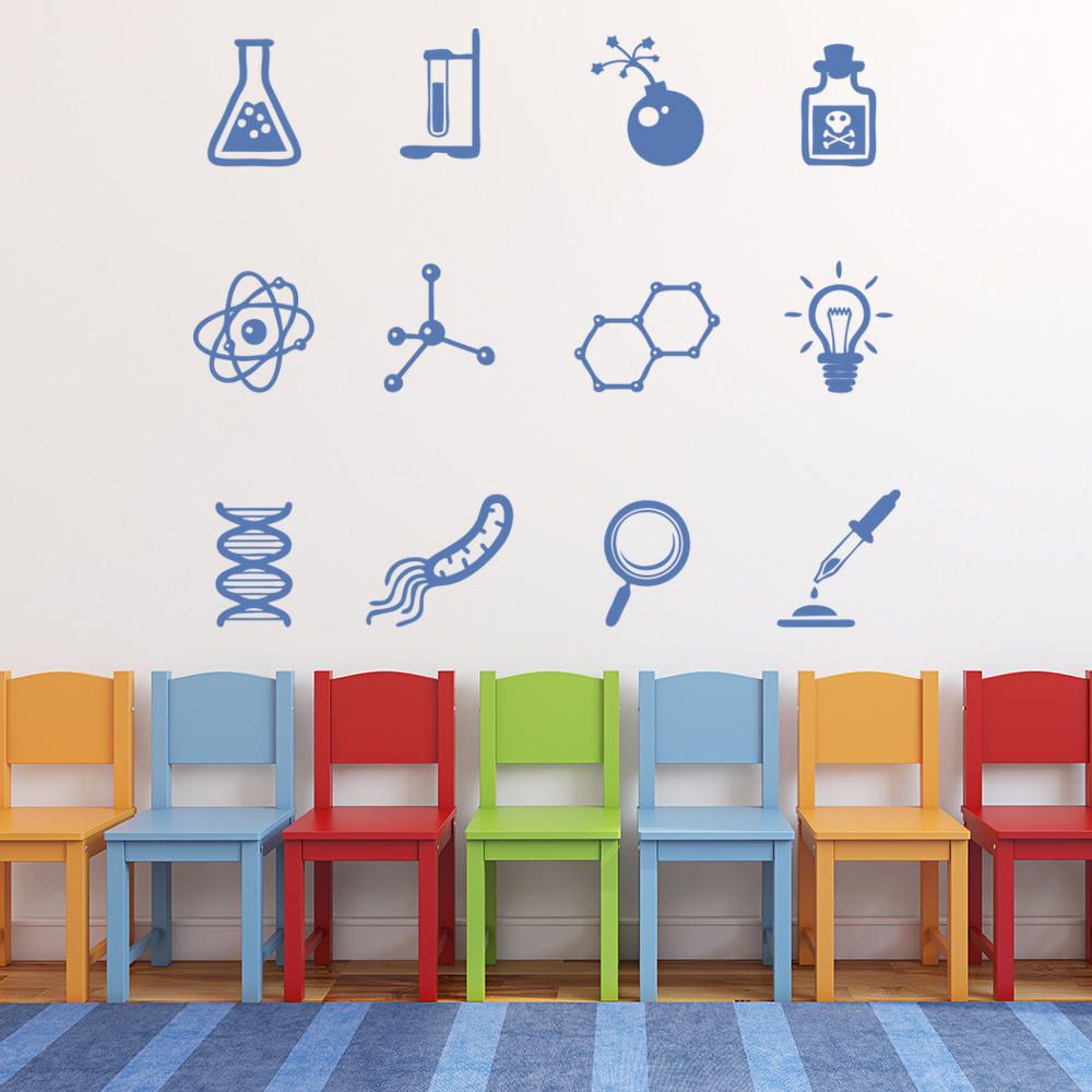Chemistry Symbols Science Wall Sticker Set | Icon Wall Stickers