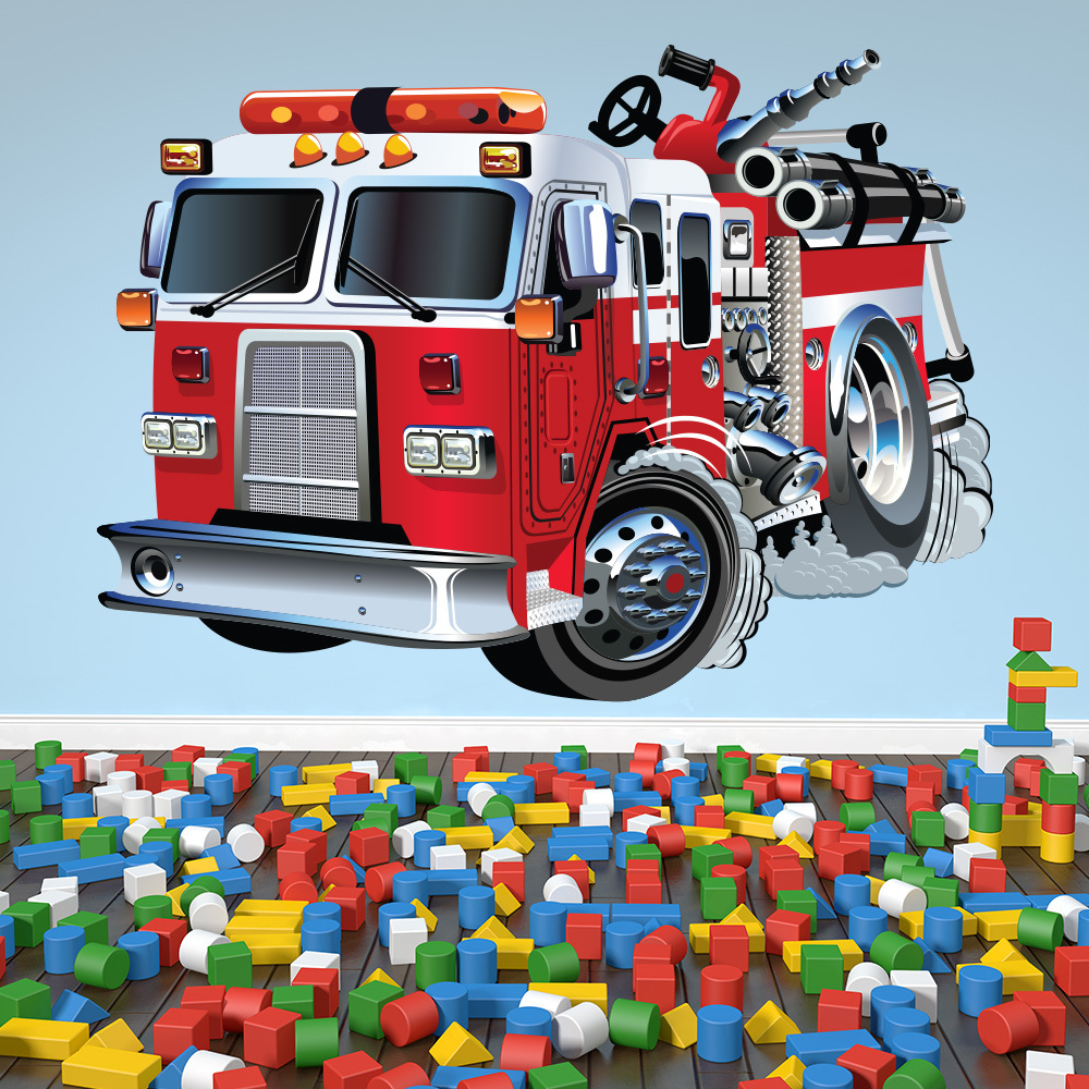 Red Fire Engine Wall Sticker - Mod1 | Icon Wall Stickers