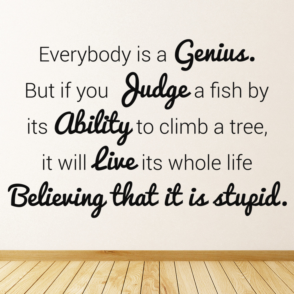 Everybody Is A Genius Inspirational Quote Wall Sticker | Icon Wall Stickers