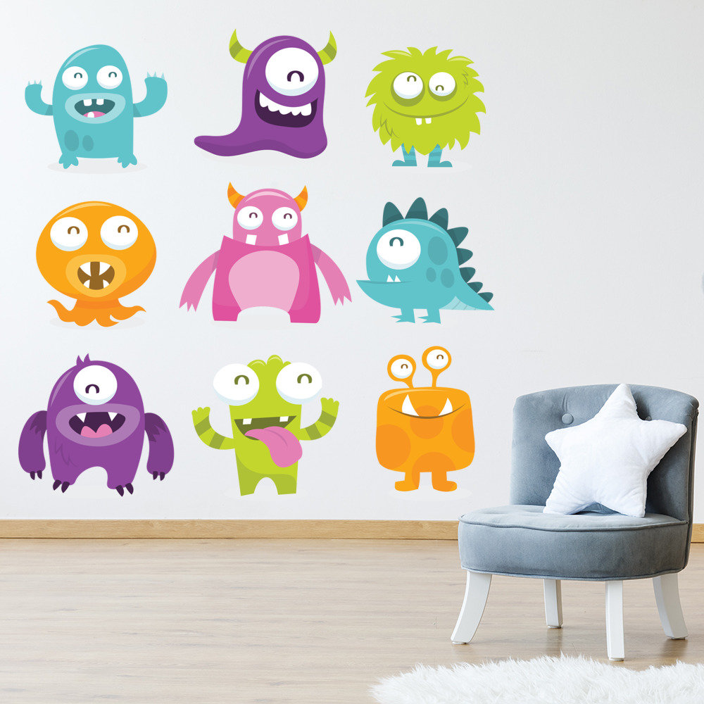 Cartoon Monster Wall Sticker Set | Icon Wall Stickers