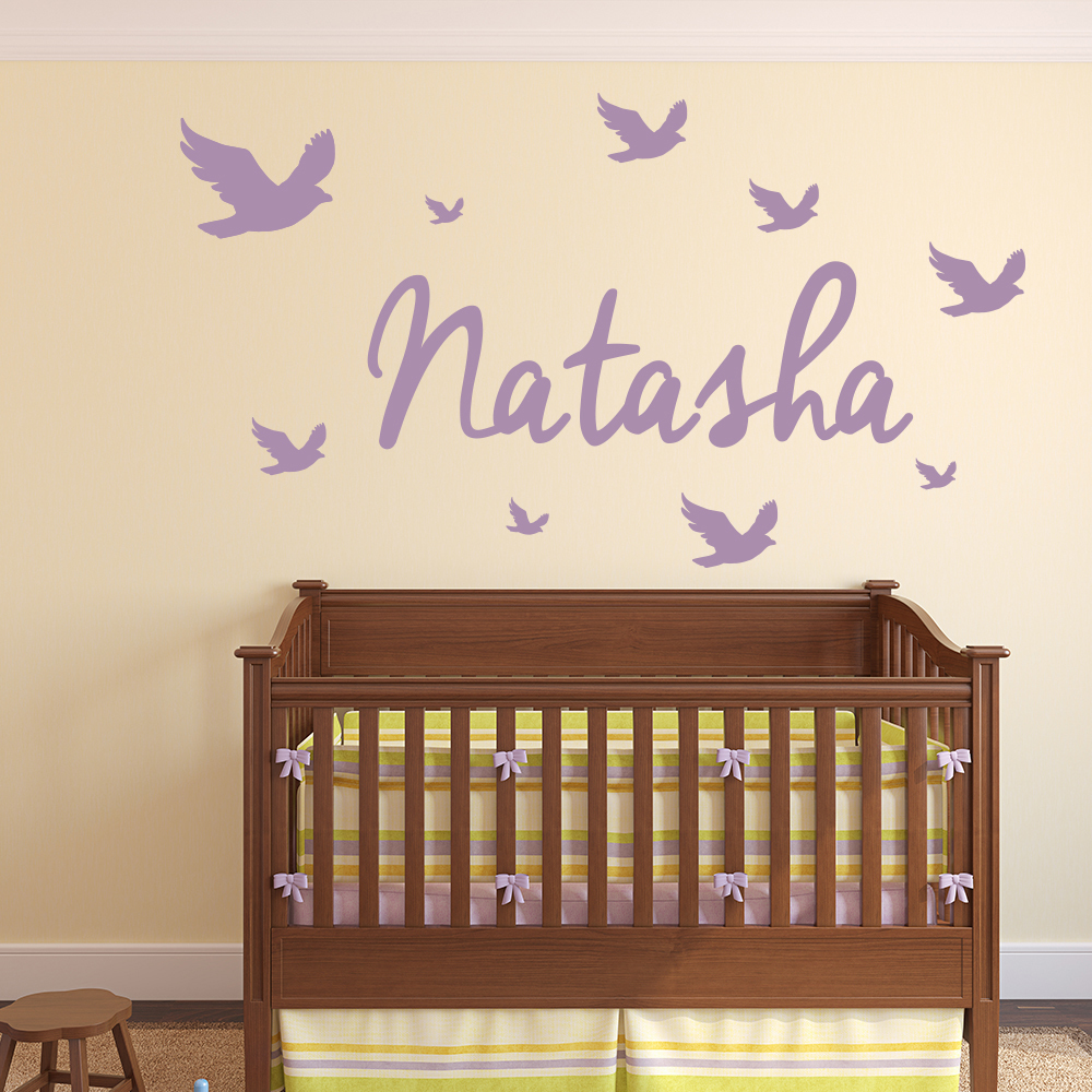 Personalised Name Flock Of Birds Wall Sticker | Icon Wall Stickers